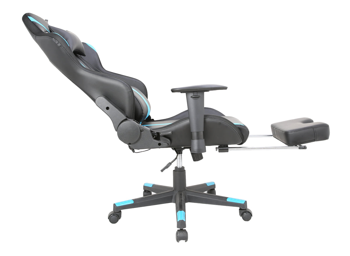 TygerClaw PU Gaming Chair with Lumbar Pillow and Leg Rest – Tygerclaw